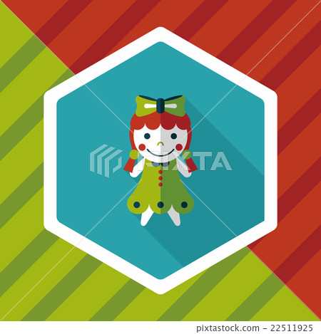 girl doll toy flat icon with long shadow,eps 10 - Stock Illustration ...