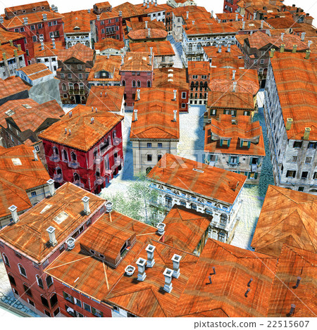 Typical Italian city, 3d illustration-插圖素材 [22515607] - PIXTA圖庫