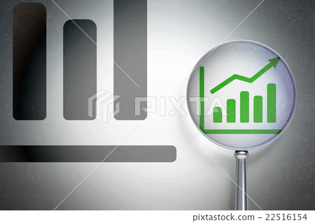 News concept: Growth Graph with optical glass on - Stock Illustration ...