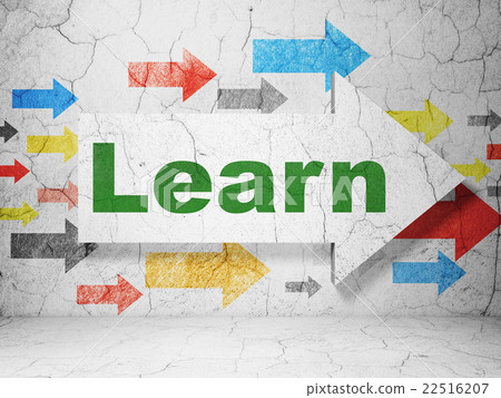 Learning concept: arrow with Learn on grunge wall - Stock Illustration ...