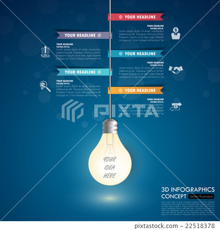 3d light bulb timeline infographics with icons set - Stock Illustration ...