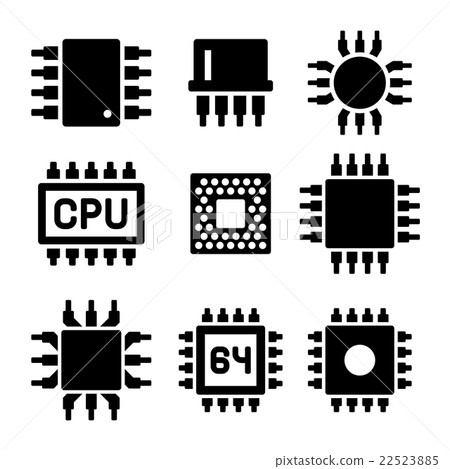 CPU Microprocessor and Chips Icons Set. Vector - Stock Illustration [22523885] - PIXTA