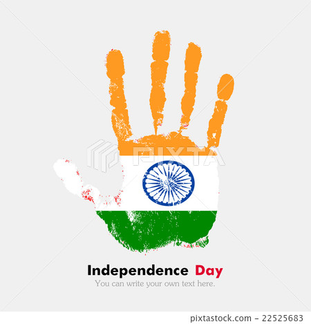 Handprint with the Flag of India in grunge style - Stock Illustration ...