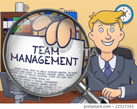 Team Management through Magnifier. Doodle Design. - Stock Illustration ...