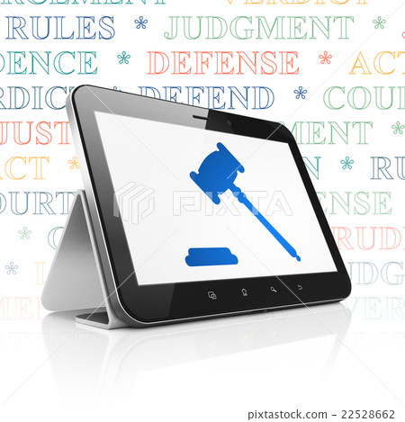 Law concept: Tablet Computer with Gavel on display - Stock Illustration ...