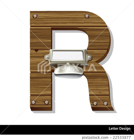 Vector wooden letter R with blank, white label. - Stock Illustration ...