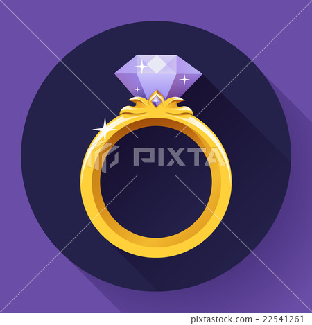Diamond gold ring icon. Flat 2.0 vector design - Stock Illustration ...