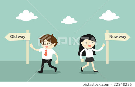 Old way and new way - Stock Illustration [22548256] - PIXTA