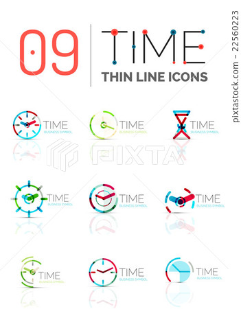 Geometric clock and time icon set - Stock Illustration [22560223] - PIXTA