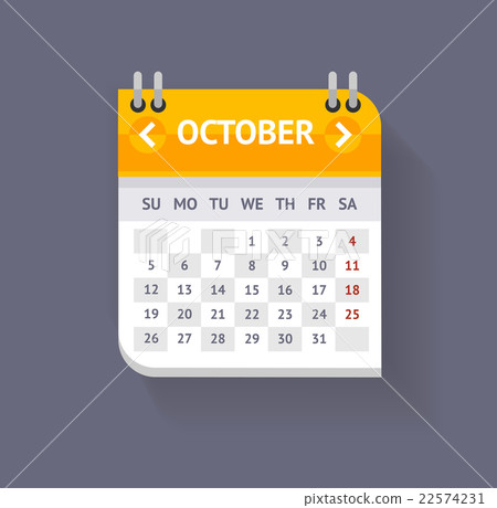 Calendar October Flat Design. Vector - Stock Illustration [22574231 ...