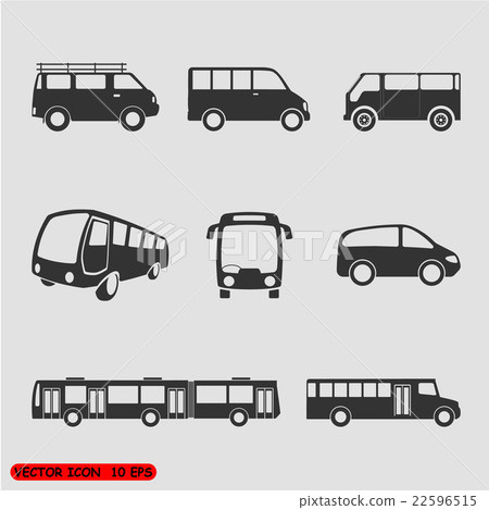 Vector set of different bus or van symbols - Stock Illustration ...