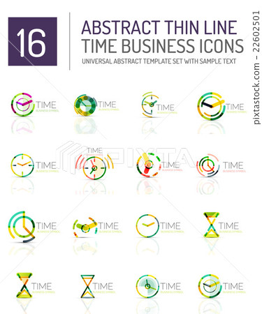 Geometric clock and time icon set - Stock Illustration [22602501] - PIXTA
