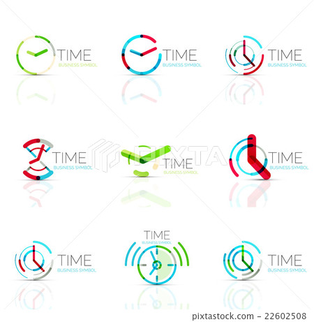 Geometric clock and time icon set - Stock Illustration [22602508] - PIXTA