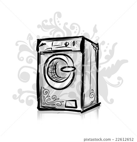 Washing machine, sketch for your design - Stock Illustration [22612652 ...