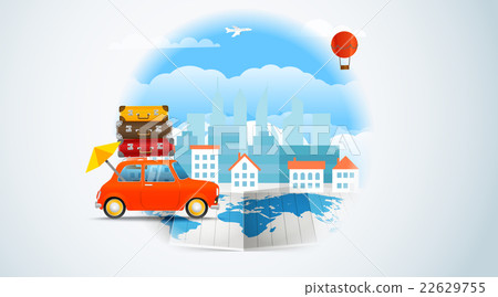 World map with the car. Vector infographic - Stock Illustration ...