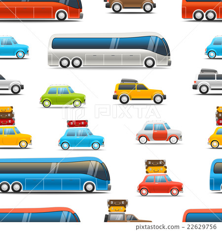 Different color cars and bus vector illustration - Stock Illustration ...