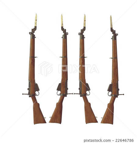 old rifles 3D illustration. cross weapons. - Stock Illustration ...