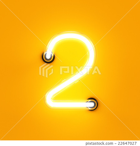 Neon light digit alphabet character 2 two font - Stock Illustration ...