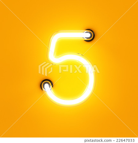 Neon light digit alphabet character 5 five font - Stock Illustration ...