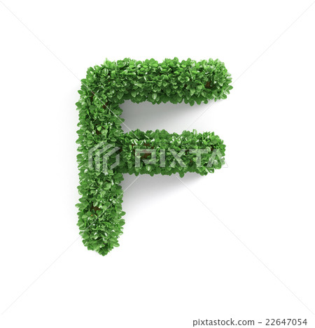 Green leaves F ecology letter alphabet font - Stock Illustration ...