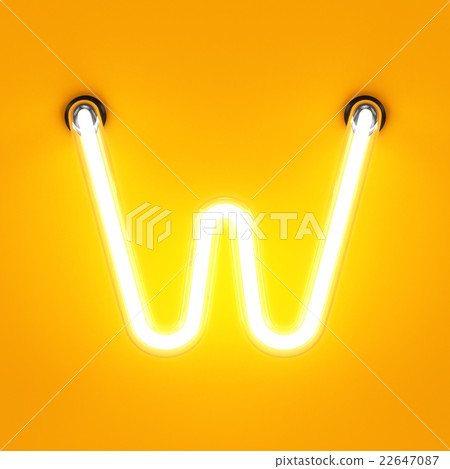 Neon light alphabet character W font - Stock Illustration [22647087 ...