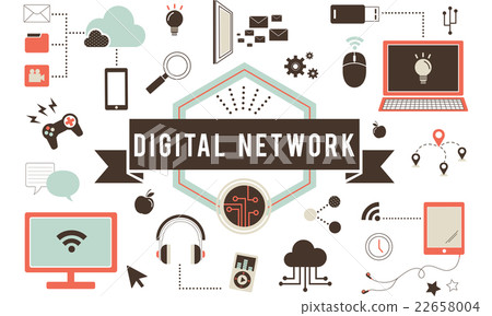 Digital Network Computer Connection Server LAN... - Stock Illustration ...