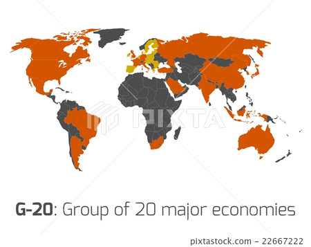 G-20 member states world map - Stock Illustration [22667222] - PIXTA