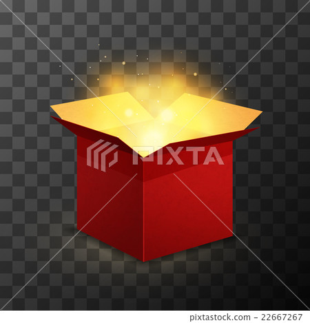 Red box with magic light on transparent background - Stock Illustration ...