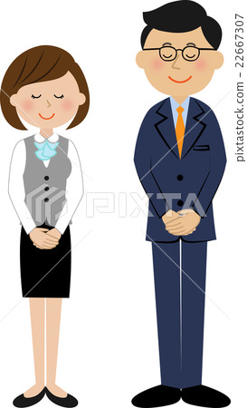 Office worker bowing man and woman - Stock Illustration [22667307] - PIXTA