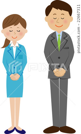Office worker bowing man and woman - Stock Illustration [22667311] - PIXTA