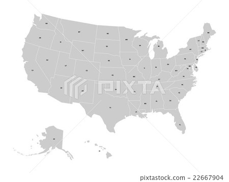 Vector map of USA with state codes - Stock Illustration [22667904] - PIXTA