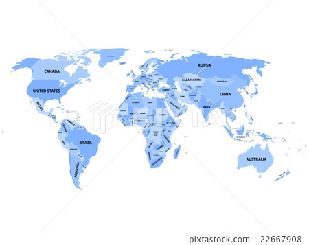 World map with names of sovereign countries - Stock Illustration ...