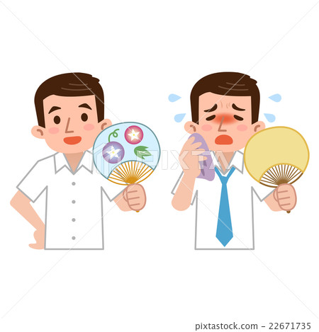 Fan-fancying businessman with fan - Stock Illustration [22671735] - PIXTA