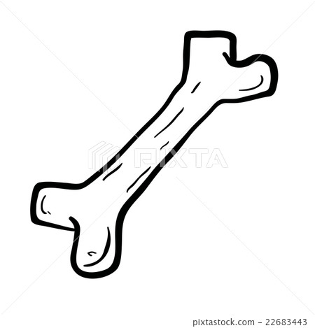 black and white freehand drawn cartoon bone - Stock Illustration ...