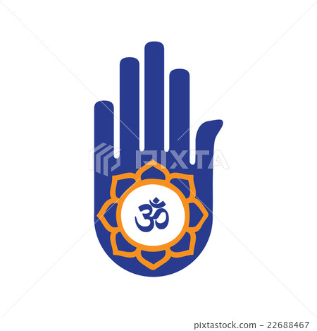 flat icon white background flag hand sign of om - Stock Illustration ...