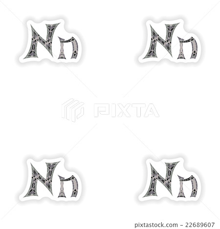 assembly stickers Low poly letter N gray polygon - Stock Illustration ...