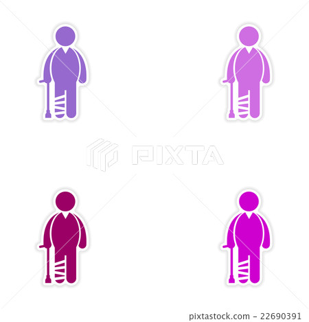 Set of stickers man with leg on white background - Stock Illustration ...