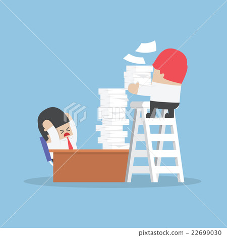 Businessman get a lot of work from his boss - Stock Illustration ...