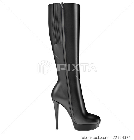 Black leather high boot, side view-插圖素材 [22724325] - PIXTA圖庫