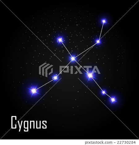 Cygnus Constellation with Beautiful Bright Stars - Stock Illustration ...