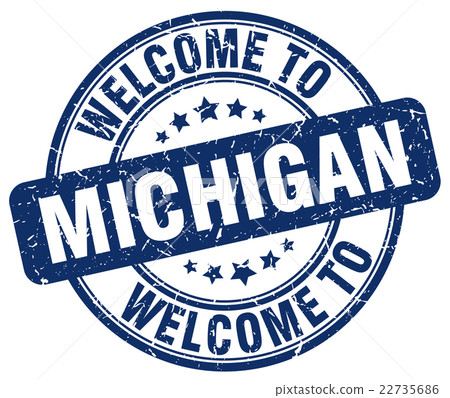 welcome to Michigan blue round vintage stamp - Stock Illustration ...
