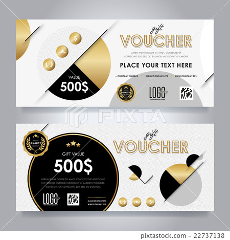 Gold gift voucher template, vector layout - Stock Illustration ...