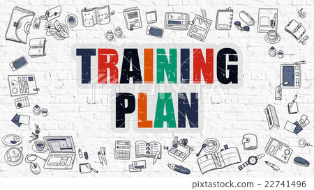 Multicolor Training Plan on White Brickwall - Stock Illustration ...