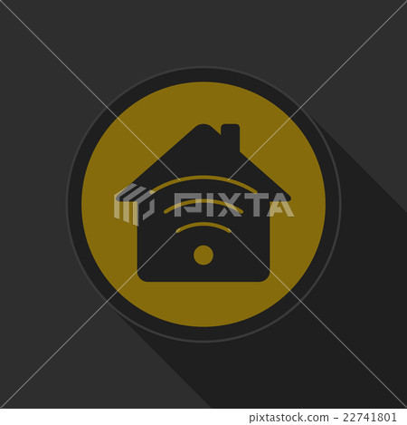 dark gray and yellow icon - house with signal - Stock Illustration ...