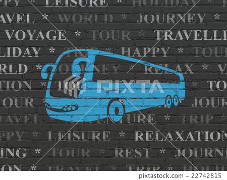 Vacation concept: Bus on wall background - Stock Illustration [22742815 ...