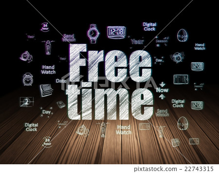 Timeline concept: Free Time in grunge dark room - Stock Illustration ...