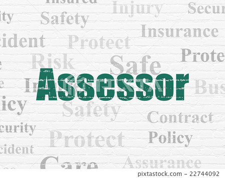 Insurance concept: Assessor on wall background - Stock Illustration ...