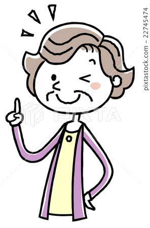 Illustration material: old woman check pose - Stock Illustration ...