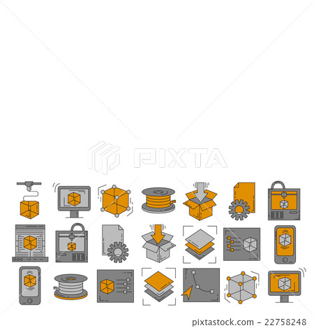 Vector doodle icons 3d printing - Stock Illustration [22758248] - PIXTA