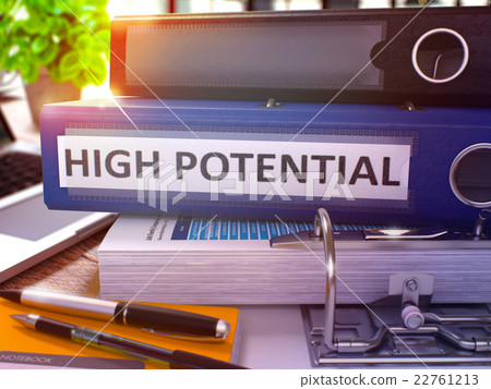 Blue Ring Binder with Inscription High Potential. - Stock Illustration ...